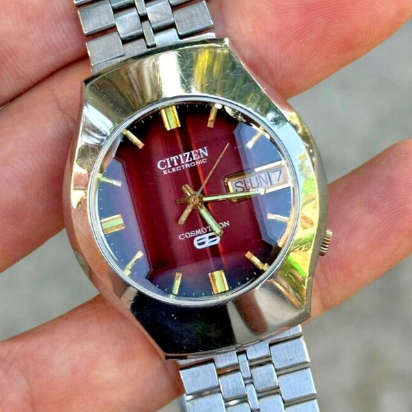 Rare - Citizen Cosmotron 7804 Electronic Red Dial Faceted Crystal (1366 ...