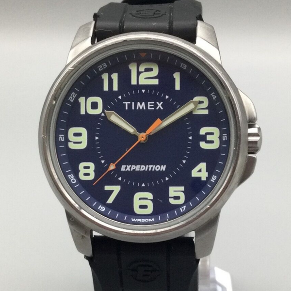 Timex Expedition Metal Field Watch Men 40mm Silver Tone Blue Dial New ...