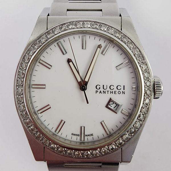 GUCCI PANTHEON REF. 115.2. STEEL 43MM. QUARTZ WATCH W/ AFTERMARKET ...