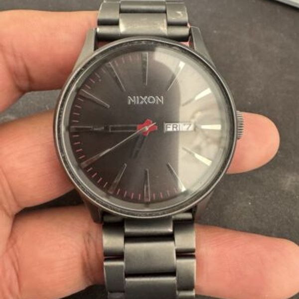 NIXON The Sentry SS Quartz Stainless Steel Watch Black Men 2619 ...
