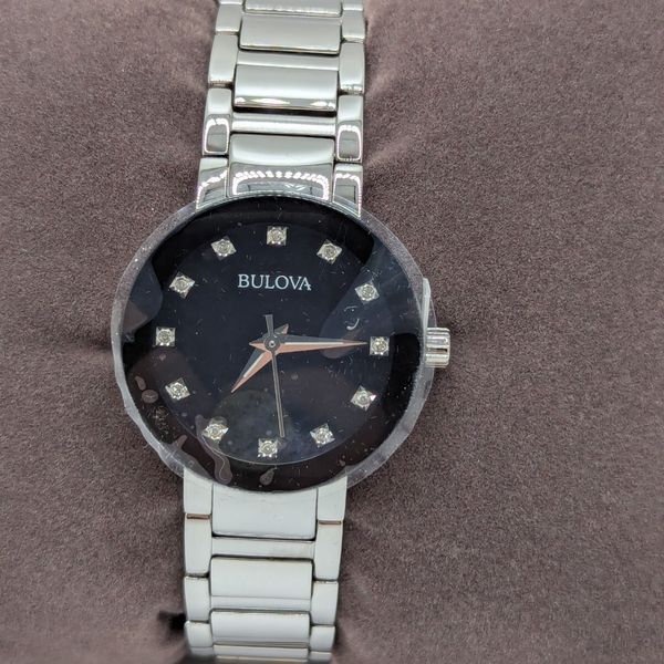 Bulova Futuro 96P172 Womens Black Dial Silver Band Quartz Analog ...