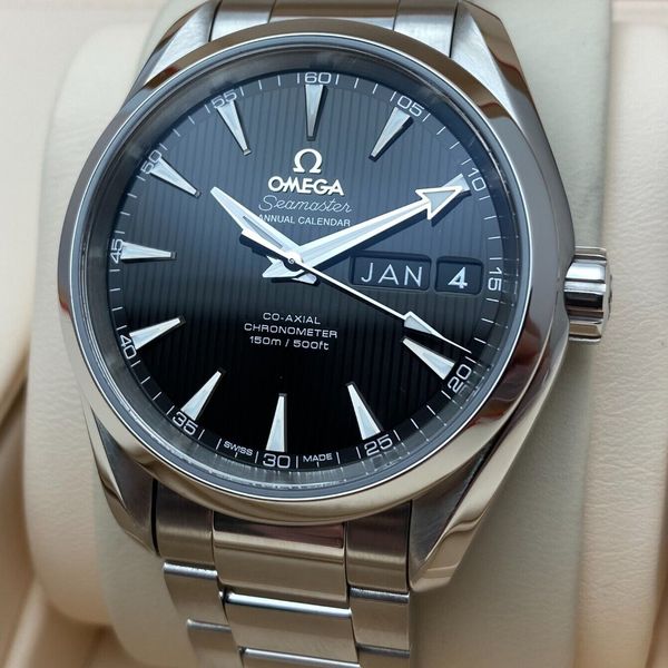 *Box/Papers/*Rare Stunner* Omega Aqua Terra Annual Calendar 39mm ...