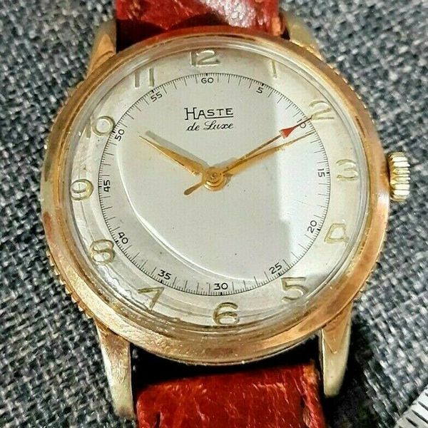 Vintage Haste de Luxe Swiss Made Handwinding Two adjustments 21 jewels ...