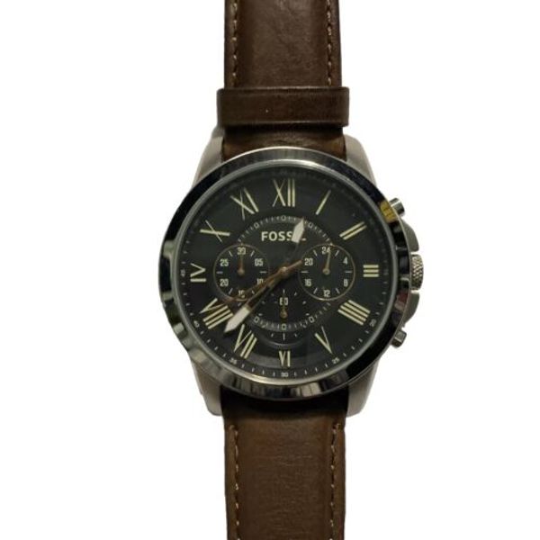 Fossil Grant Chronograph Black Dial Brown Leather Men's Watch FS4813 ...