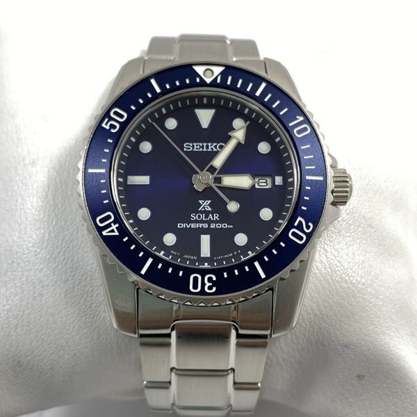 Seiko Prospex Solar Blue Dial Stainless Steel Men's Diver Watch SNE585 ...