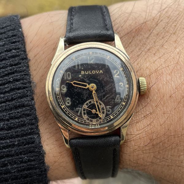 Vintage Bulova 1943c Air Warden Watch WW2 Military Rare Black Tropical ...