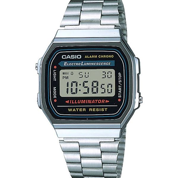 GENUINE Casio A168WA-1W Classic Vintage Stainless Steel Digital Watch ...