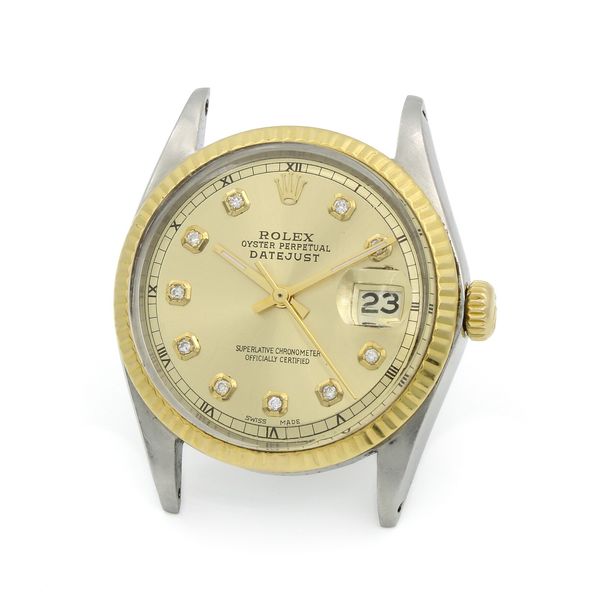 Men's Rolex OP Datejust Two-Tone Watch Head 1601 Diamond Dial 36mm # ...