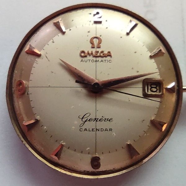 OMEGA GENEVE CALENDAR REF 2982 CAL 503 CROSSHAIR DIAL HANDS CROWN GOOD ...