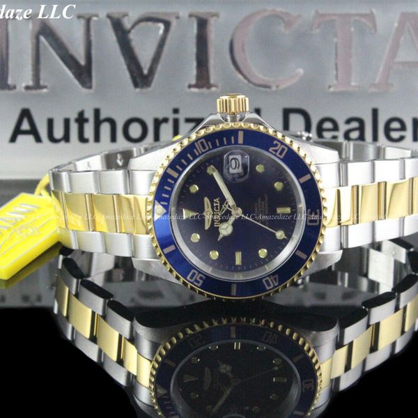 NEW Invicta Men 40mm 2Tone Prodiver Stainless St. BLUE DIAL 24J Auto ...