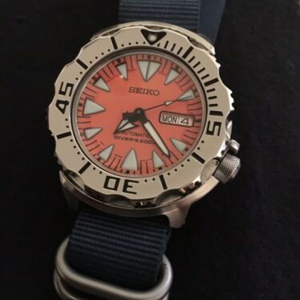 RARE! SRP309 2nd Gen Orange Seiko Monster mens Diver Watch 4r36-01J0 ...