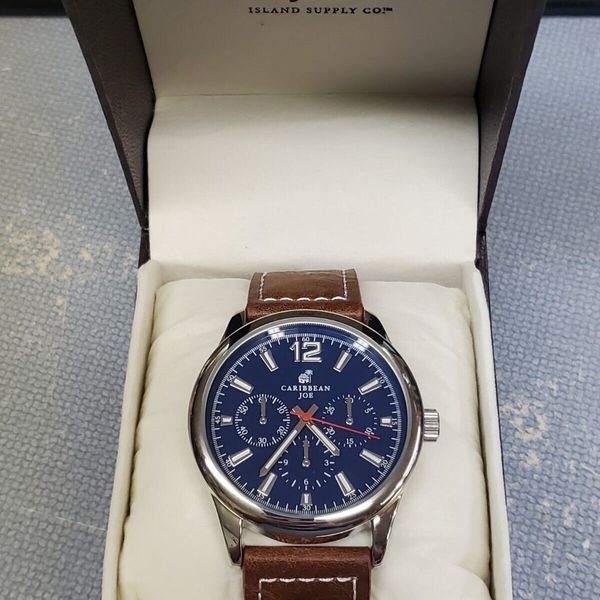 Working New Caribbean Joe Chronograph Look Blue Dial Men's 42.35mm ...