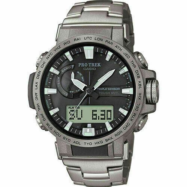 Casio PRO TREK Titanium Bracelet Triple Sensor Atomic Solar Watch PRW ...