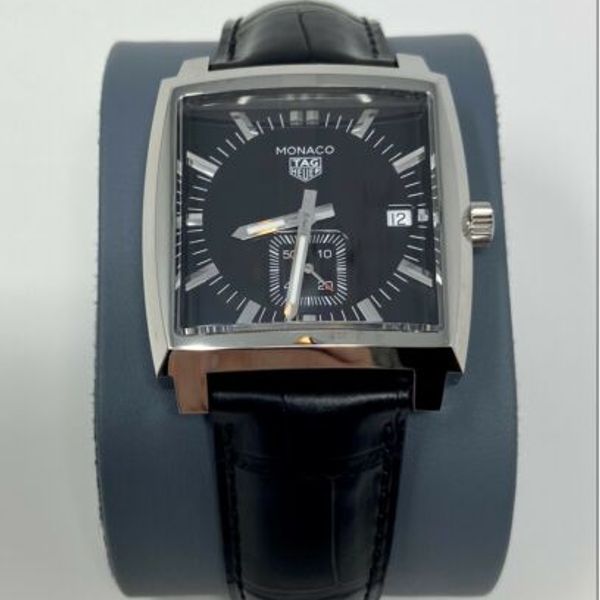 New Tag Heuer Monaco - Black Square Dial Timepiece w/ Box, Booklet ...