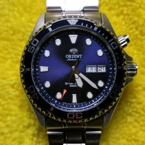ORIENT Blue Ray Automatic Dive Watch 200m Blue Dial, Stainless Steel ...