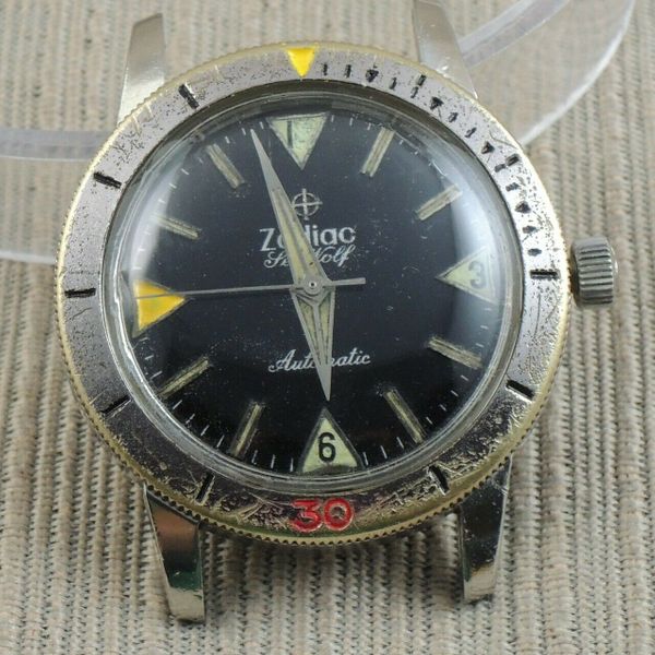 Vintage Zodiac Seawolf Diver for Parts/ Repair (Cal 70-72, running fast ...