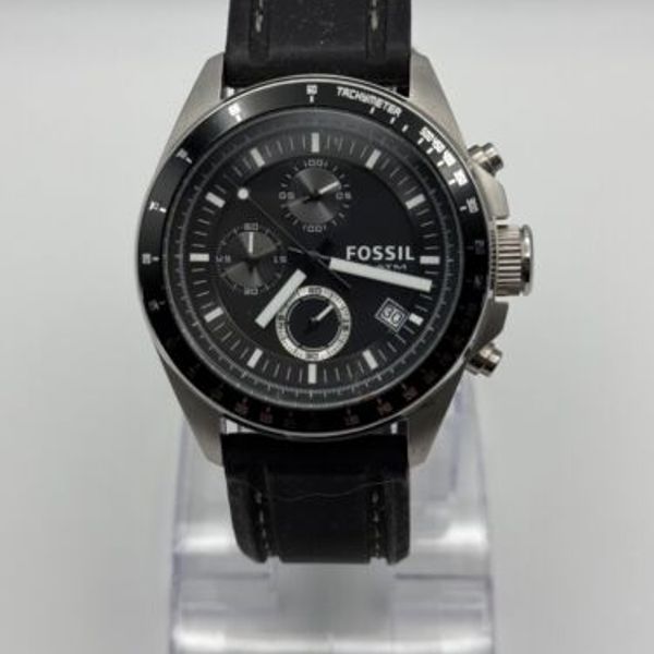 Fossil Decker CH-2573 Men's Brown Leather Analog Dial Chronograph Wrist ...