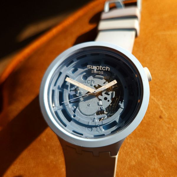 Swatch C- Blue Quartz Transparent Dial Unisex Watch SB03N100 ...