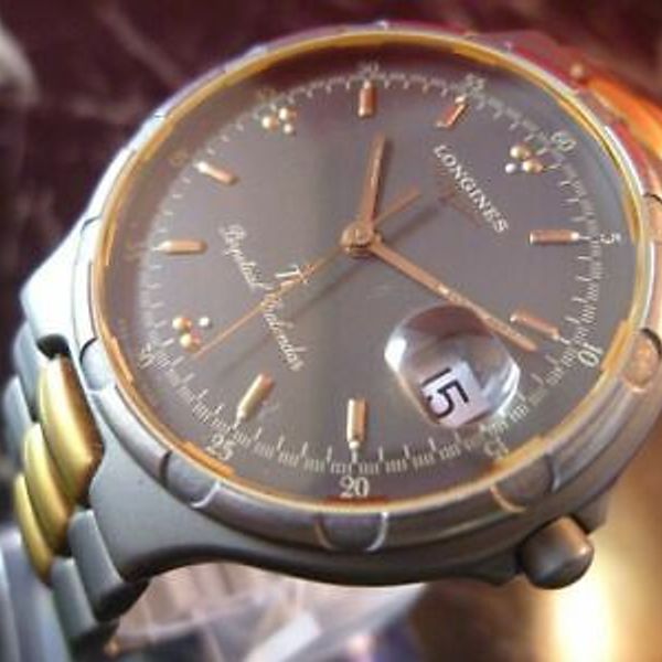 LONGINES L234.2 CONQUEST Ti PERPETUAL CALENDAR GOLD GRAY VINTAGE WATCH ...