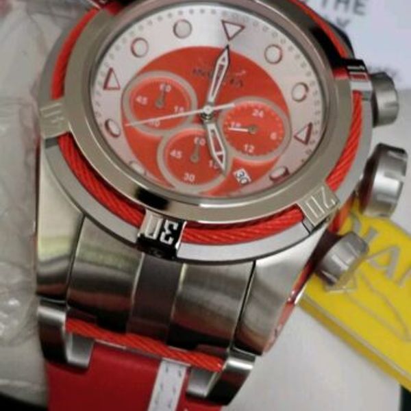 Invicta - Bolt ZEUS - Race Team - RED White Leather - 53mm mens watch ...