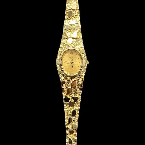 Vintage Seiko Quartz 14k Solid Gold Nugget 26g Style Womenâ s Watch ...
