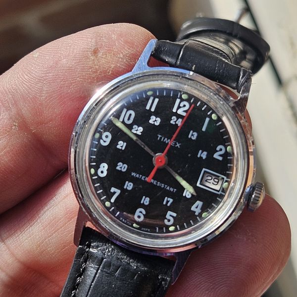 Timex Sprite 1973 Vintage M25 Date Watch Hand-Wind Leather S Running ...