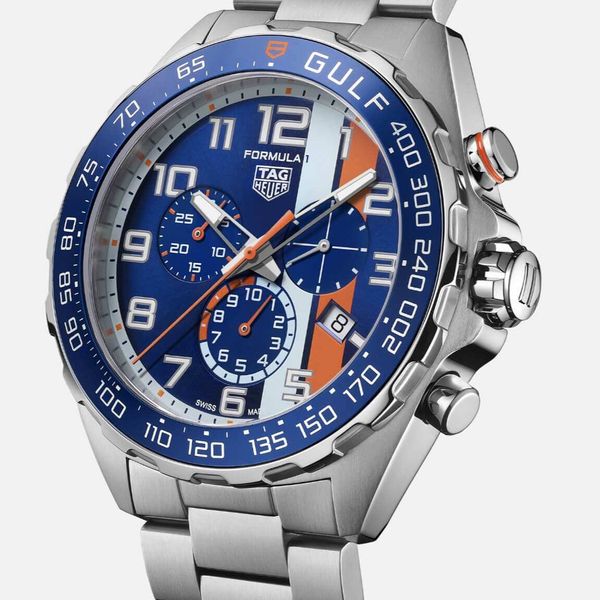 Tag Heuer Formula 1 Blue Dial Gulf Chronograph Quartz 43mm Watch ...
