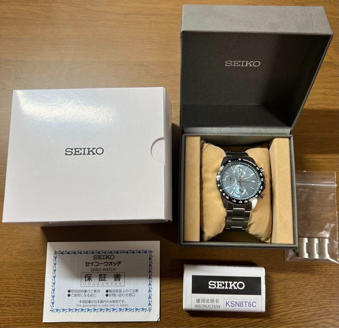 Seiko Spirit SBTR029 Chronograph Quartz Blue Men's Watch Stainless ...