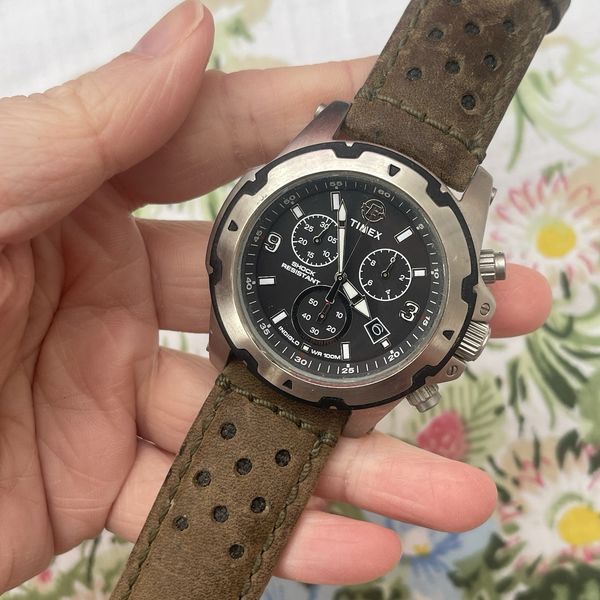 Timex Indiglo Wr100m Shock Resistant Chronograph Mens Quartz Watch 921 ...