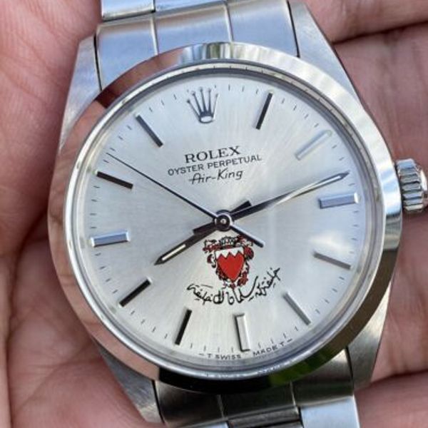 Vintage Rolex Oyster Perpetual Air king ref 5500 Bahrain Logo crest ...