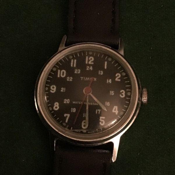 Vintage Timex Sprite Military Style Watch Wind Up Year 1975 Ladies ...