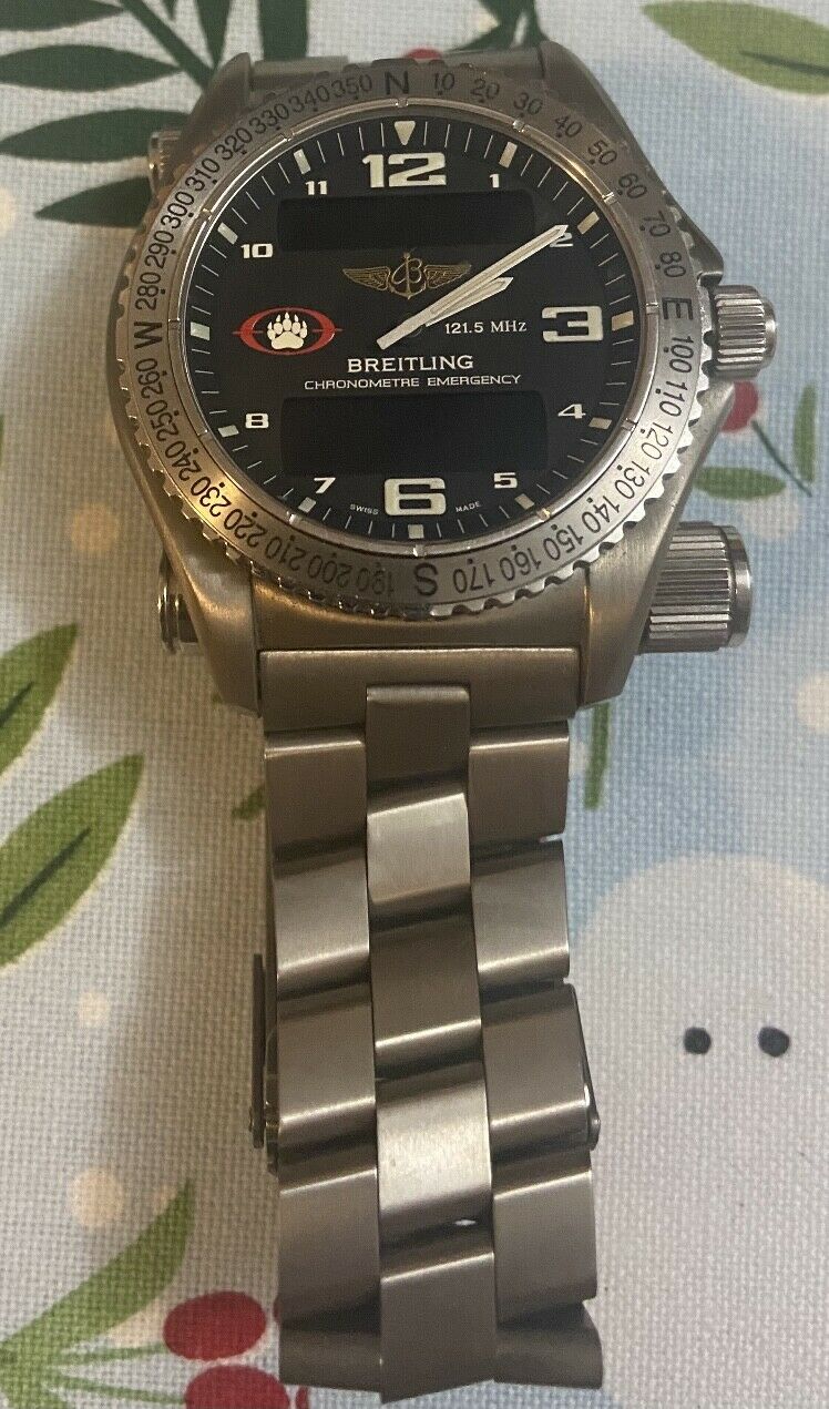BREITLING Emergency Titanium BLACKWATER WATCH E76321 10/B833 With BOX ...