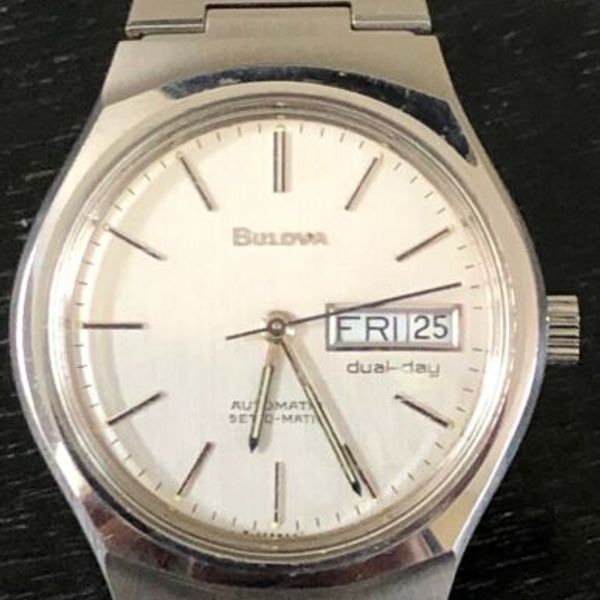 VINTAGE WATCH MEN'S BULOVA SET-O-MATIC AUTOMATIC #N9 DUAL-DAY WORKS ...
