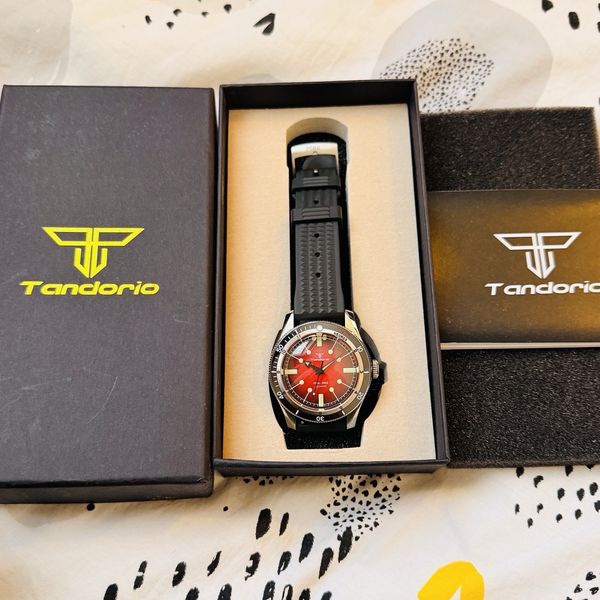 Tandorio TD204 40mm Watch Red Dial Seiko NH35A Movement Sapphire ...