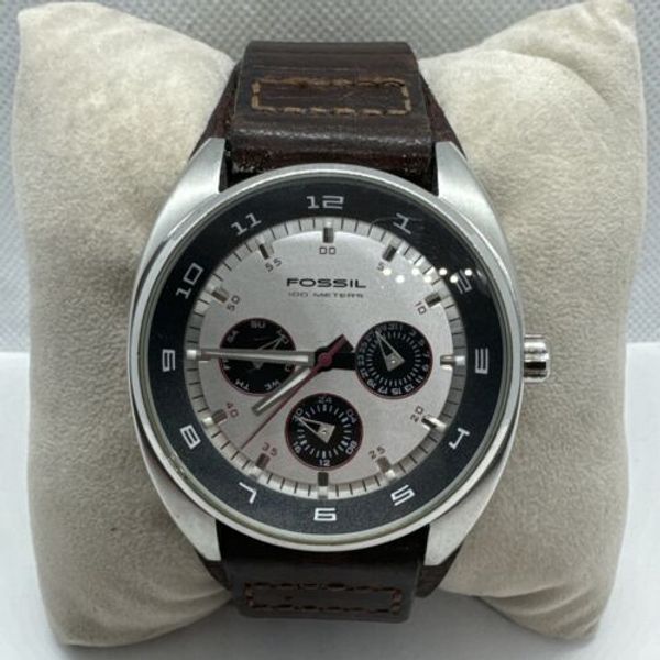 Fossil BQ-9331 Men's Brown Leather Analog Dial Quartz Genuine Wrist ...