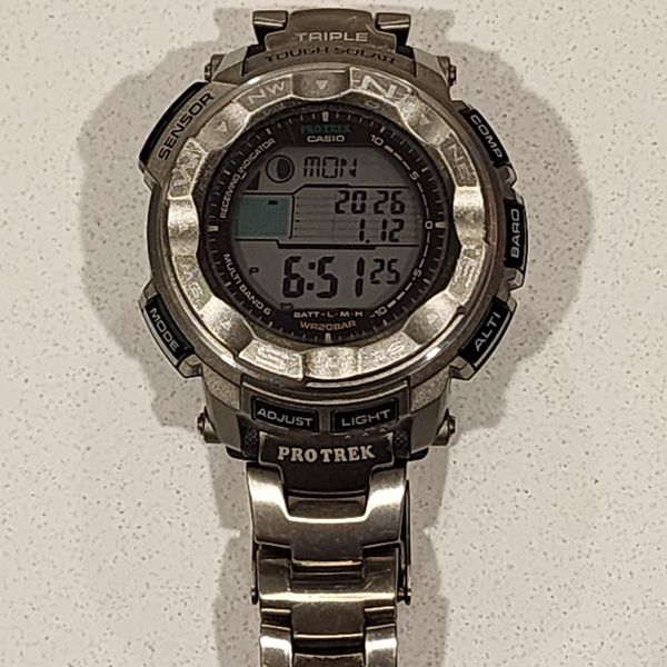 CASIO PRO TREK PRW-2500T Tough Solar titanium Very Good Condition ...