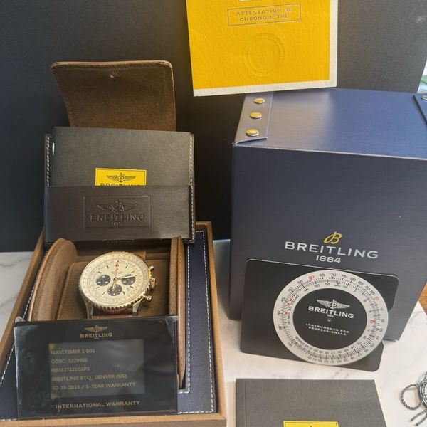 Breitling Navitimer. Box, Rose Gold. 46m. Panda dial. Box, Manual ...