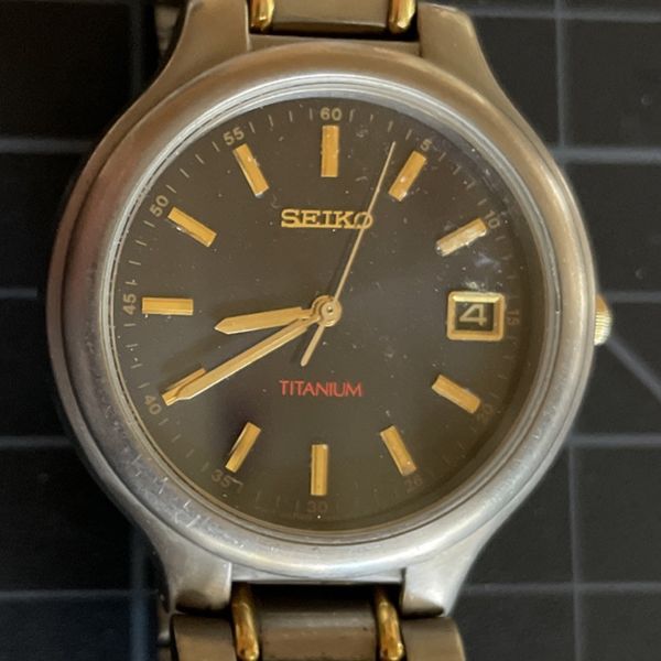 Mens Seiko Titanium 7n42-8099 Calendar Watch Blue Dial Works ...