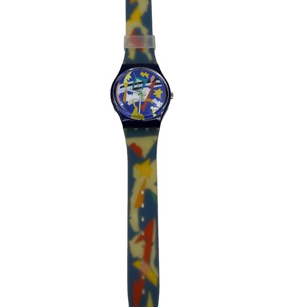 1992 NOS Mint Condition Swiss Made Swatch Watch Geometric Blue Orange ...