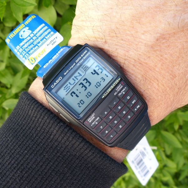Casio DBC-32-1ADF Data Bank Digital Calculator Black Resin Strap Watch ...