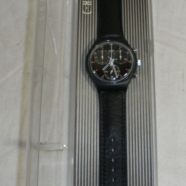 Swatch SCK 101 Blue Chip Chrono mat black band New in box | WatchCharts
