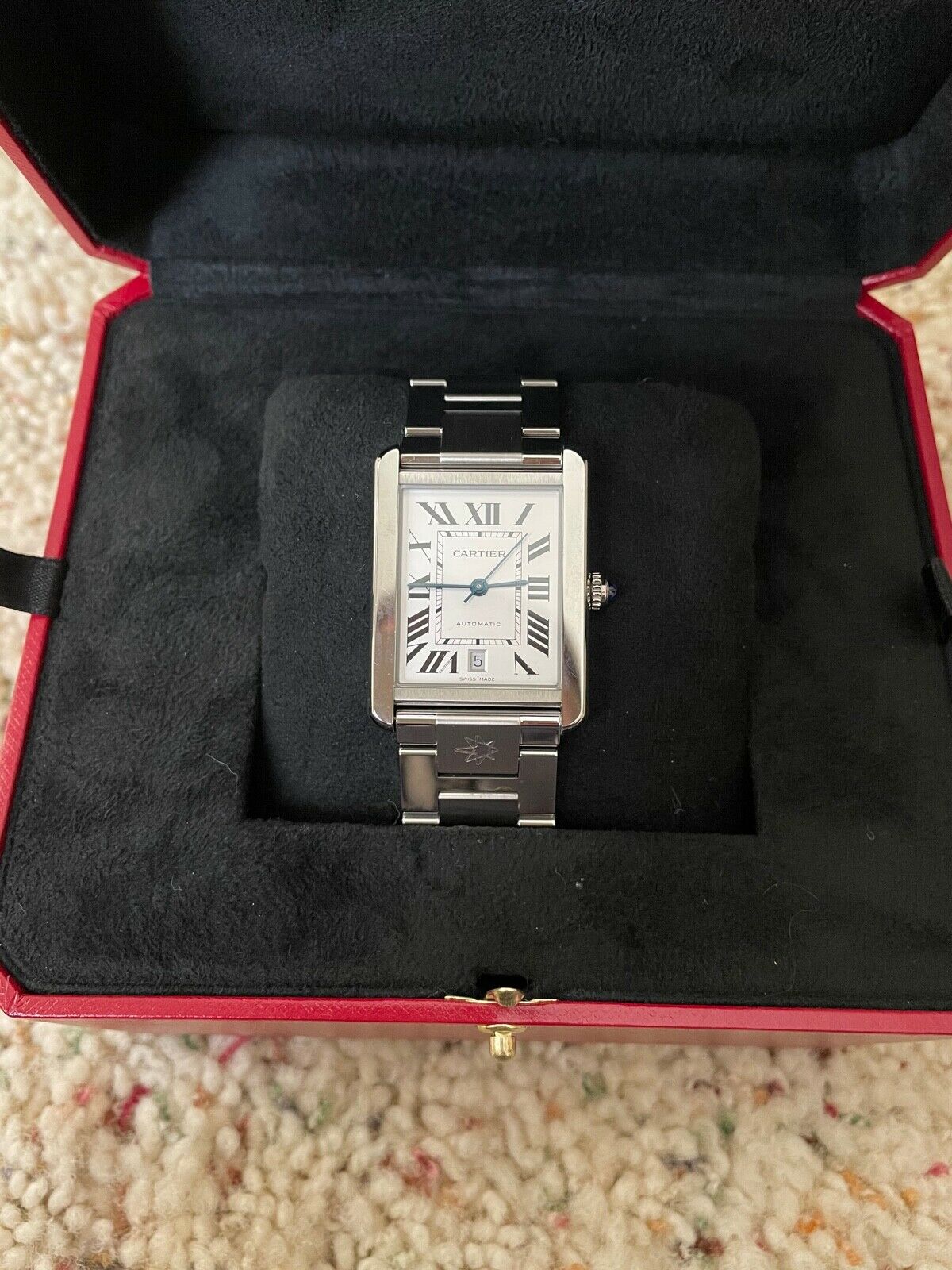 NEW W/BOX Cartier Tank Silver Men's Watch XL - W5200028 w/engraving ...