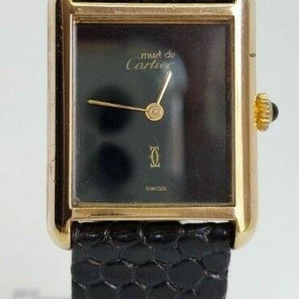BEAUTIFUL MUST DE CARTIER 18 K GOLD ELECTROPLATED Cal. ETA 2512 Ref ...