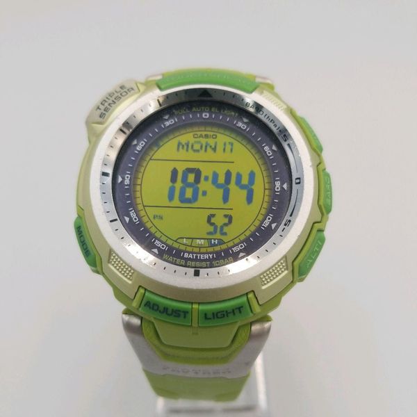 CASIO PROTREK PRG-110 Green Digital Watch, Solar, Rare Color, Tested ...