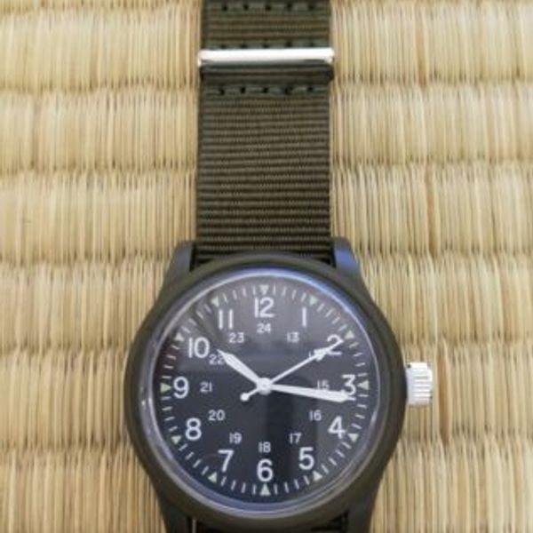 MILITARY WATCH Hattori/Seiko Movement Japan Olive Face=Black [New ...