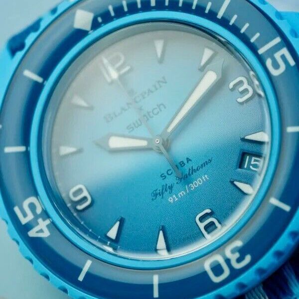 BLANCPAIN x SWATCH SCUBA FIFTY FATHOMS BLUE LAGOON 42.3mm NEW W TAGS ...