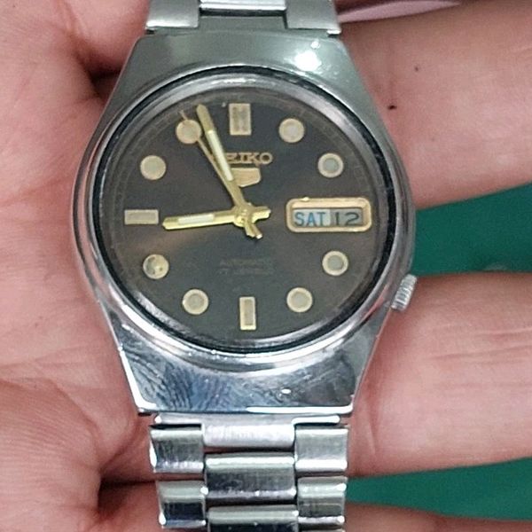 Vintage Seiko 5 Automatic WATCH 17 Jewels Day Date 7009 Black Dial From Japan | WatchCharts ...