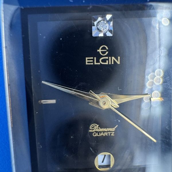 Men's Elgin Diamond Quartz Gold Tone Dress Wristwatch FG066N ...