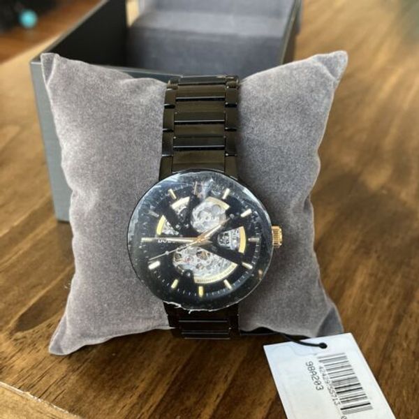 BULOVA Black IP Stainless Steel Two-Tone Automatic Men's Watch 98A203 ...