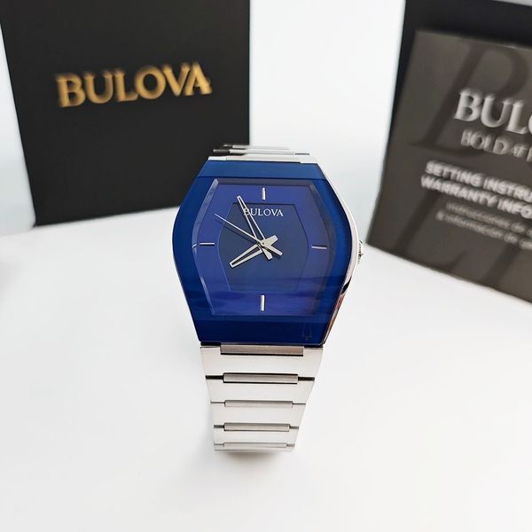 Bulova 96A258 Gemini Blue Silver-Tone Stainless Steel Quartz Men's ...